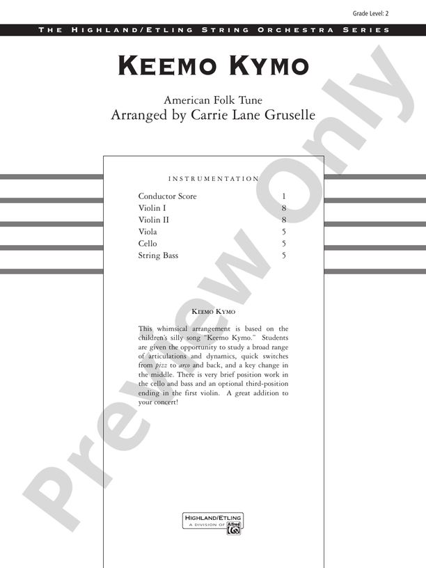 Keemo Kymo: Score: String Orchestra Score - Digital Sheet Music Download