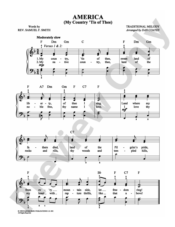 America (My Country 'Tis of Thee): Easy Piano: Traditional - Digital ...