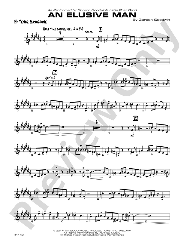 An Elusive Man: B-flat Tenor Saxophone: B-flat Tenor Saxophone Part ...