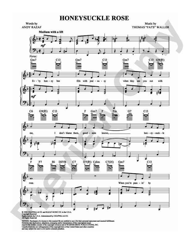 Honeysuckle Rose: Piano/Vocal/Chords: Thomas "Fats" Waller - Digital ...
