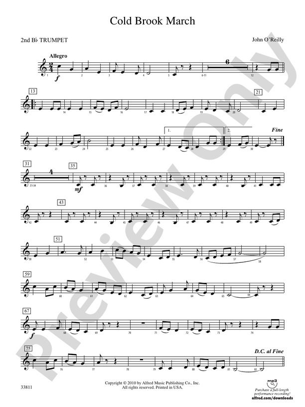 Cold Brook March: 2nd B-flat Trumpet: 2nd B-flat Trumpet Part - Digital ...