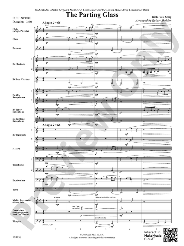 The Parting Glass: Concert Band Conductor Score & Parts: Robert Sheldon ...