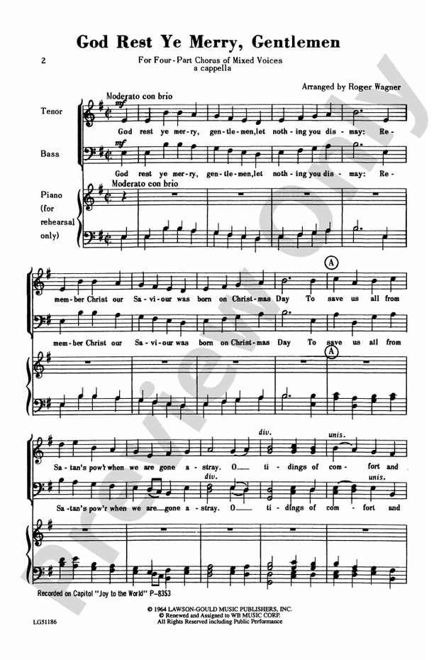 God Rest Ye Merry, Gentlemen: SATB, a cappella Choral Octavo - Digital ...