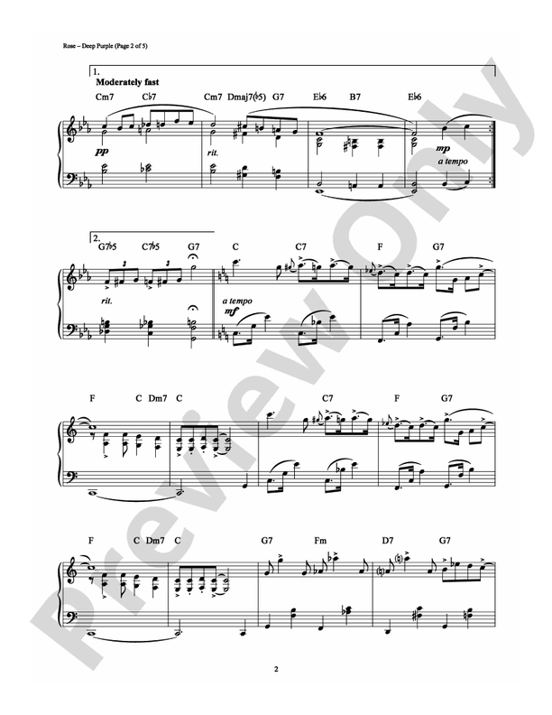 Deep Purple: Piano: Pete DeRose - Digital Sheet Music Download