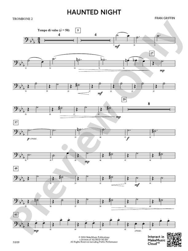 Haunted Night: 2nd Trombone: 2nd Trombone Part - Digital Sheet Music ...