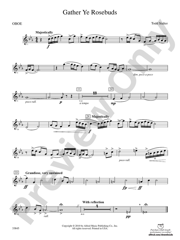 Gather Ye Rosebuds: Oboe: Oboe Part - Digital Sheet Music Download