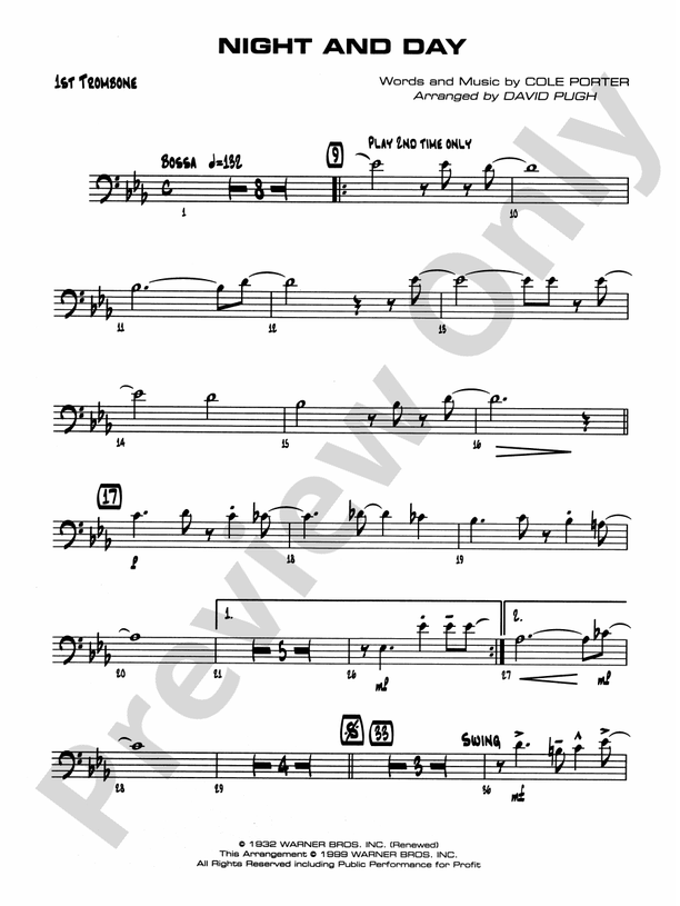 Night and Day: 1st Trombone: 1st Trombone Part - Digital Sheet Music ...