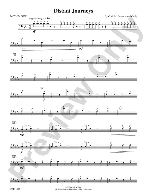 Distant Journeys: 1st Trombone: 1st Trombone Part - Digital Sheet Music ...
