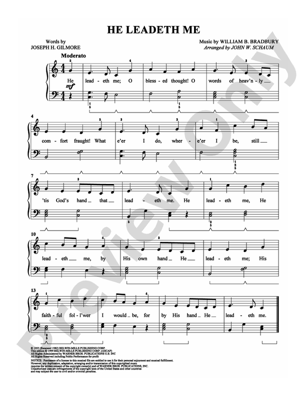 He Leadeth Me: Easy Piano: John W. Schaum - Digital Sheet Music Download