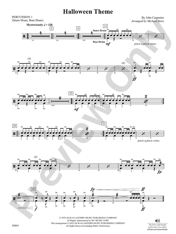 Halloween Theme: 1st Percussion: 1st Percussion Part - Digital Sheet ...