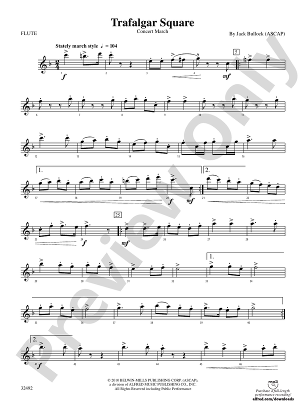 Trafalgar Square: Flute: Flute Part - Digital Sheet Music Download