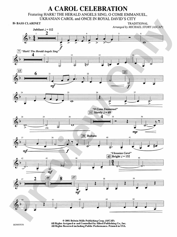 A Carol Celebration: B-flat Bass Clarinet: B-flat Bass Clarinet Part - Digital Sheet Music Download