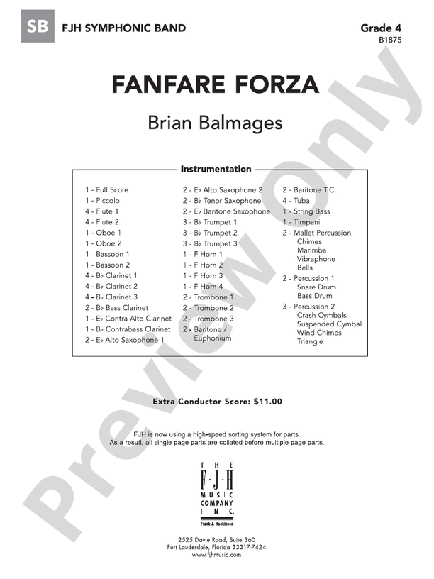 Fanfare Forza: Concert Band Conductor Score & Parts: Brian Balmages ...