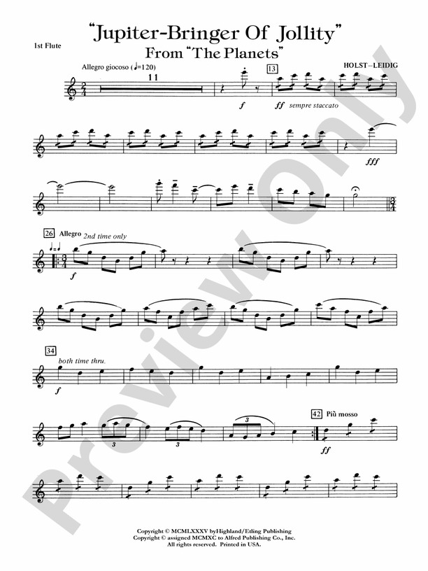 Jupiter (Bringer of Jollity): Flute: Flute Part - Digital Sheet Music ...