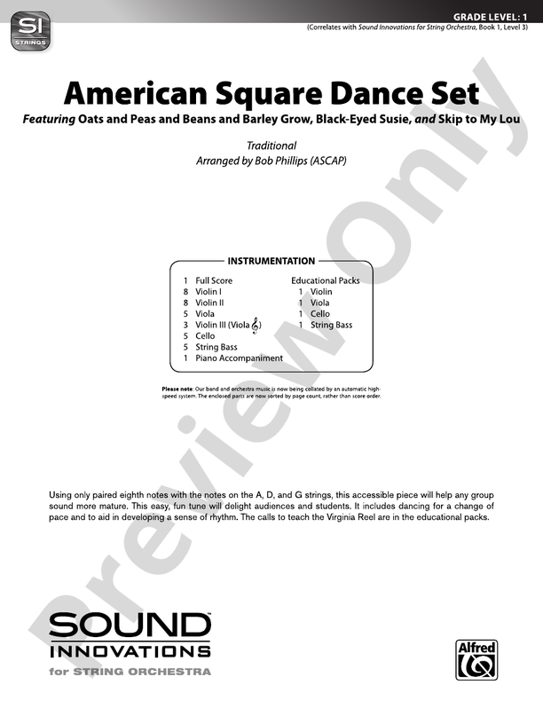 American Square Dance Set: String Orchestra Conductor Score & Parts ...
