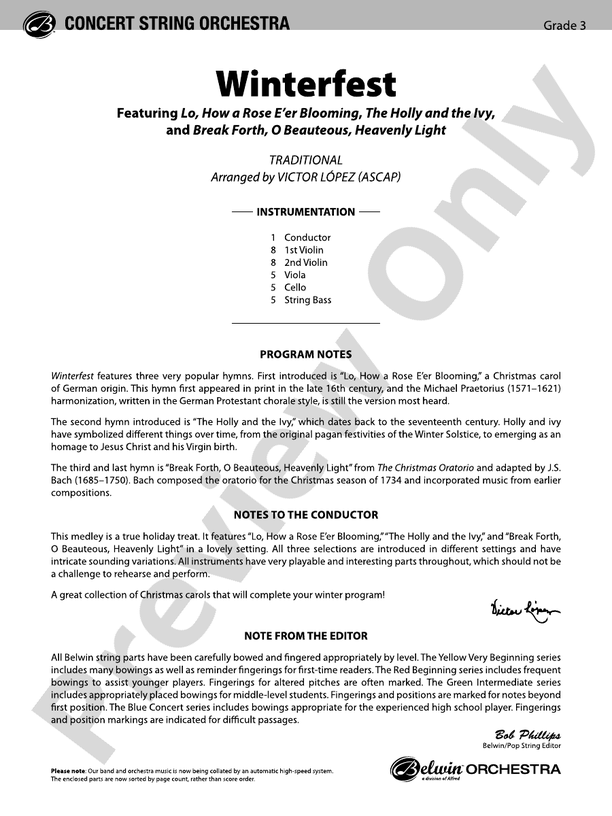 Winterfest: String Orchestra Conductor Score & Parts - Digital Sheet ...