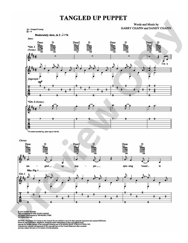 Tangled Up Puppet: Guitar TAB: Harry Chapin - Digital Sheet Music Download
