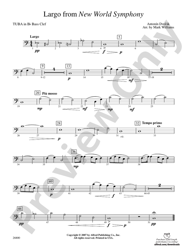 Largo from New World Symphony: (wp) B-flat Tuba B.C.: (wp) B-flat Tuba ...