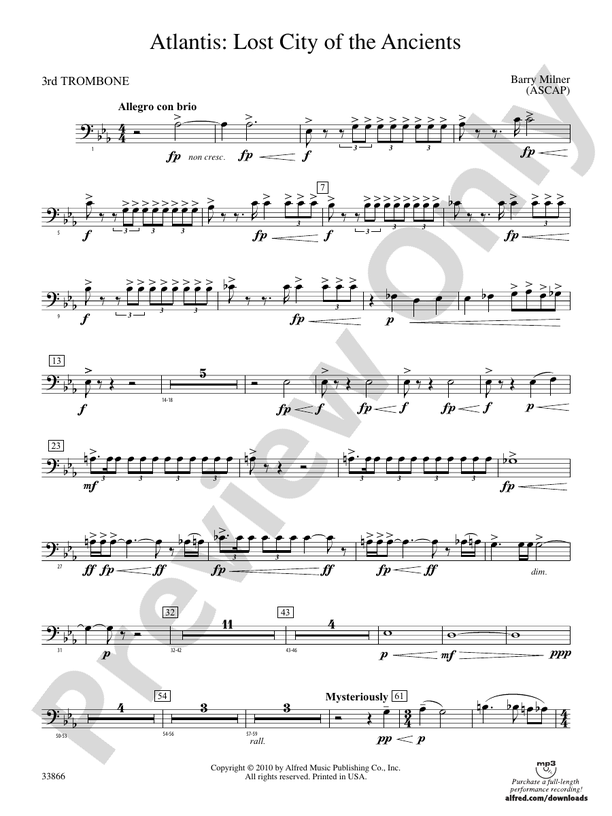 Atlantis: Lost City of the Ancients: 3rd Trombone: 3rd Trombone Part ...