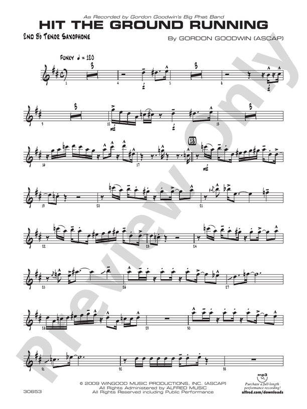 Hit the Ground Running: 2nd B-flat Tenor Saxophone: 2nd B-flat Tenor Saxophone Part - Digital ...