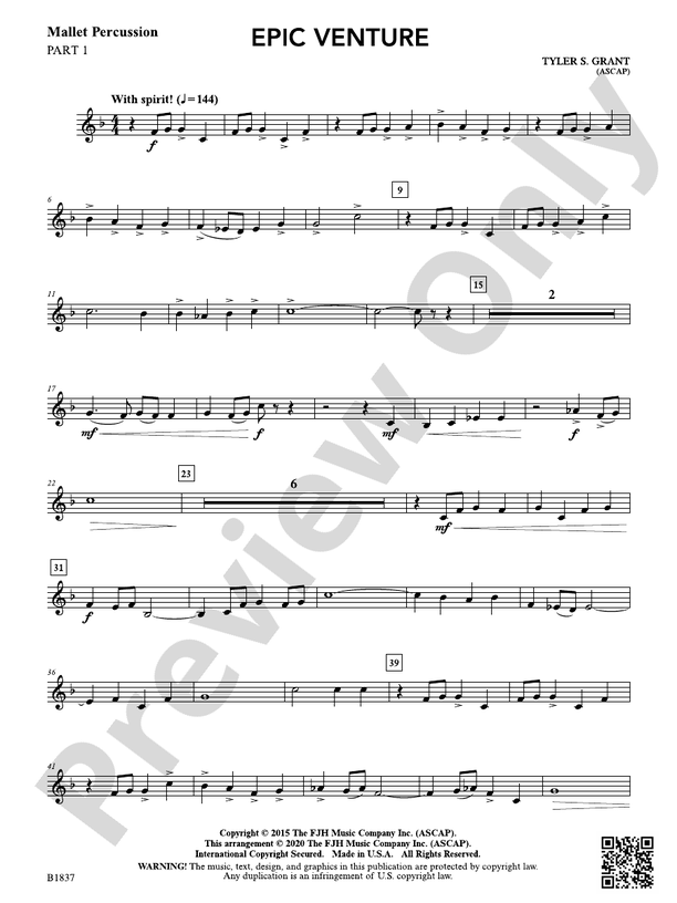 Epic Venture: Part 1 - Mallet Percussion: Part 1 - Mallet Percussion Part: Tyler S. Grant ...