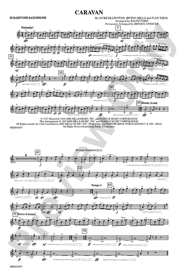 Caravan: E-flat Baritone Saxophone: E-flat Baritone Saxophone Part ...