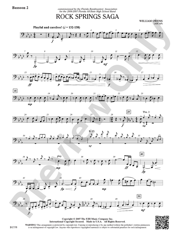 Rock Springs Saga: Bassoon 2: Bassoon 2 Part: William Owens - Digital ...