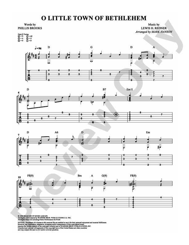 O Little Town of Bethlehem: Guitar TAB: Lewis Redner - Digital Sheet ...