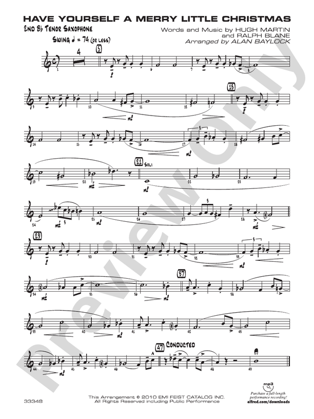 Have Yourself a Merry Little Christmas: 2nd B-flat Tenor Saxophone: 2nd B-flat Tenor Saxophone ...