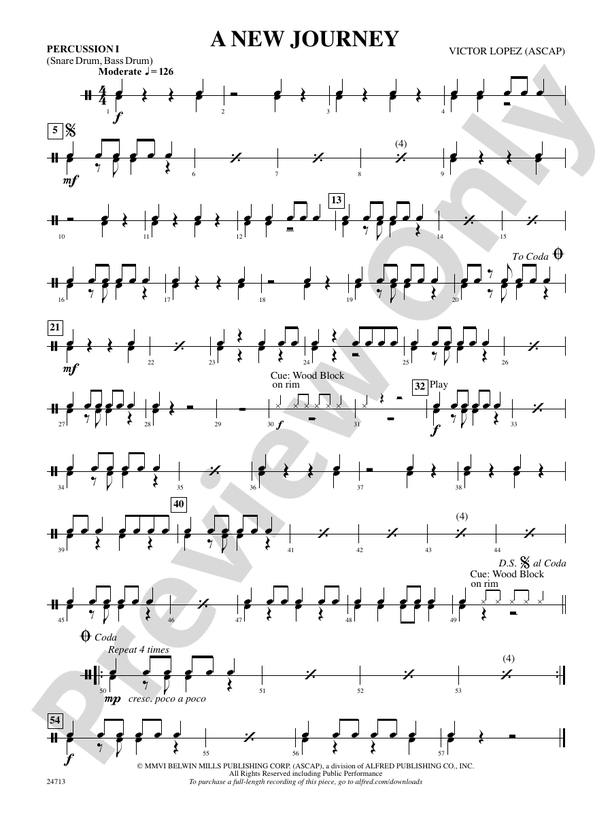 A New Journey: 1st Percussion: 1st Percussion Part - Digital Sheet Music Download