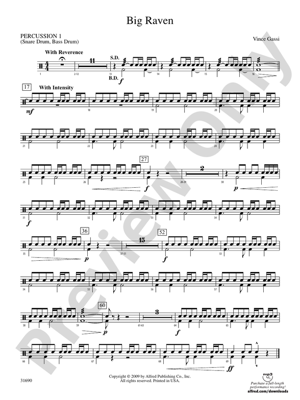 Big Raven: 1st Percussion: 1st Percussion Part - Digital Sheet Music ...