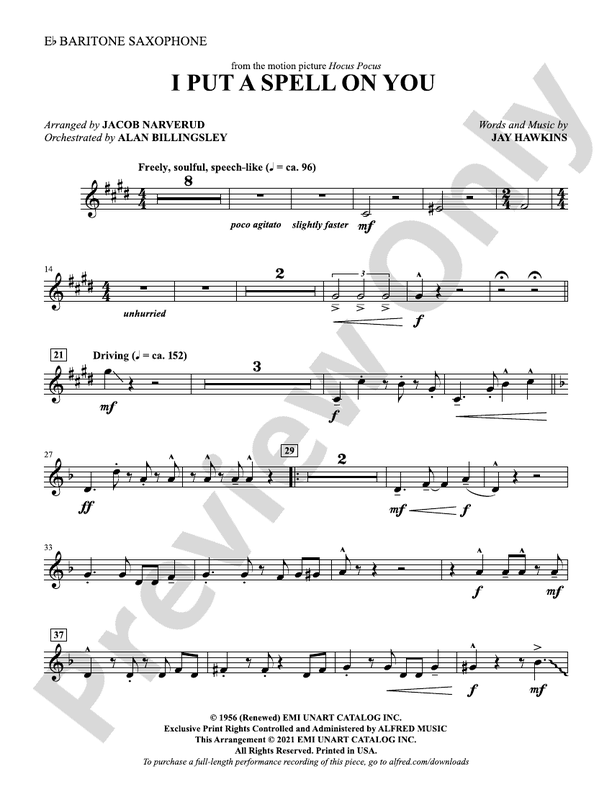 I Put a Spell on You: E-flat Baritone Saxophone: E-flat Baritone ...