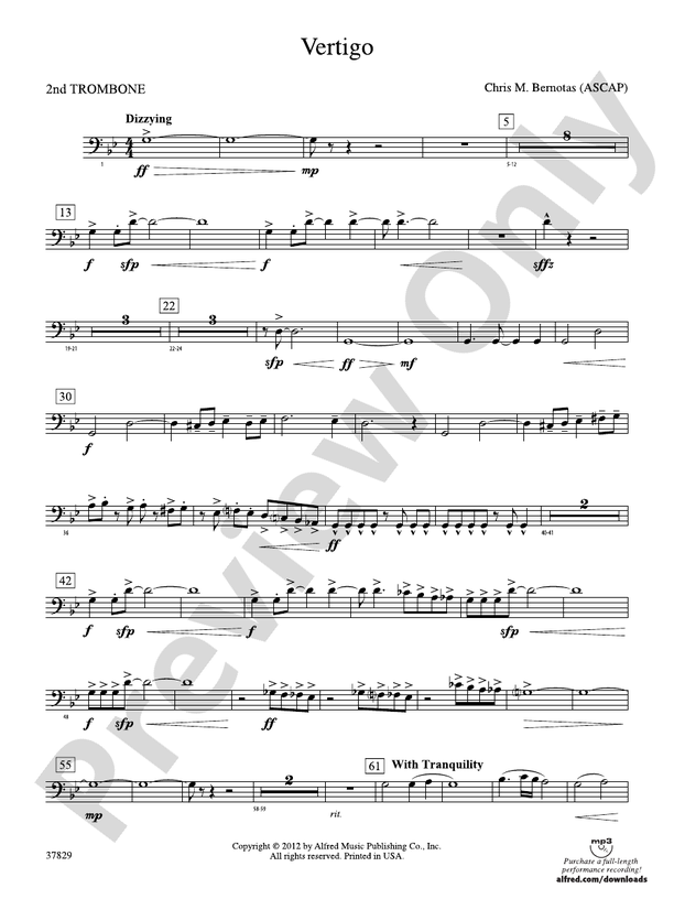 Vertigo: 2nd Trombone: 2nd Trombone Part - Digital Sheet Music Download