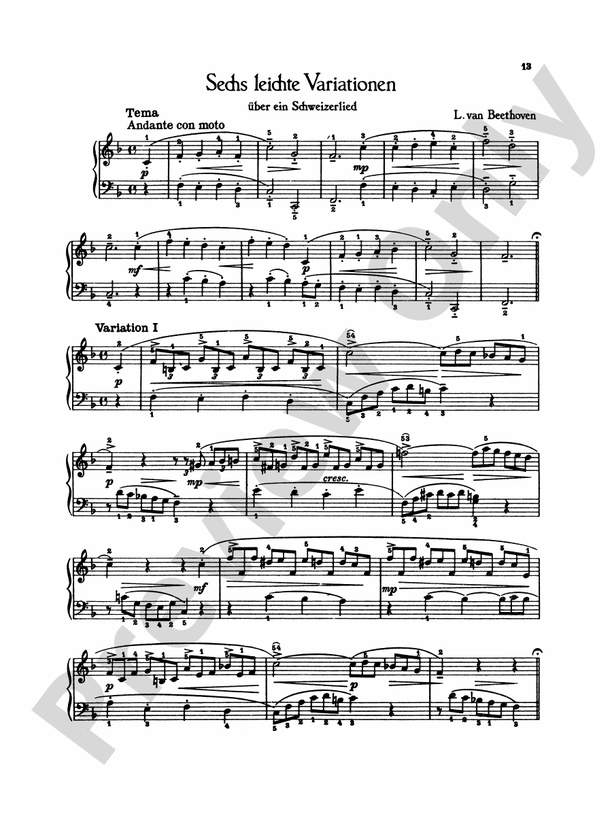 Beethoven: A First Beethoven Book: Sechs leichte Variationen (über ein ...