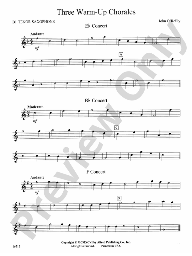 Three Warm-Up Chorales: B-flat Tenor Saxophone: B-flat Tenor Saxophone ...