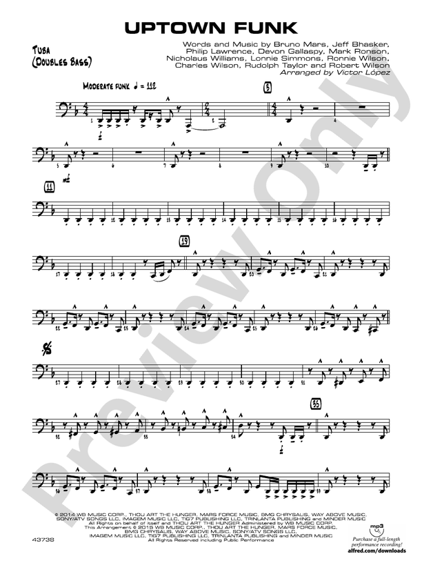 Uptown Funk: Tuba: Tuba Part - Digital Sheet Music Download