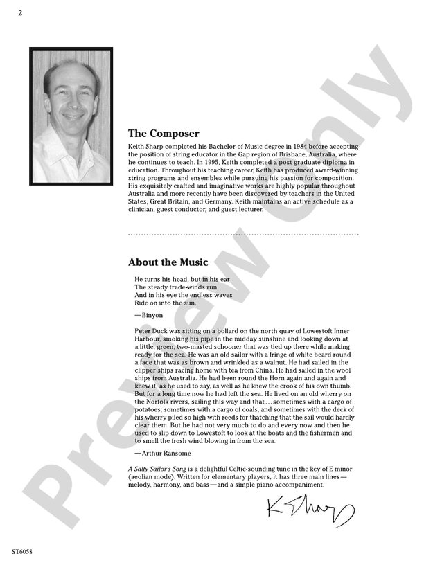 A Salty Sailor's Song: String Orchestra Conductor Score & Parts: Keith Sharp - Digital Sheet ...