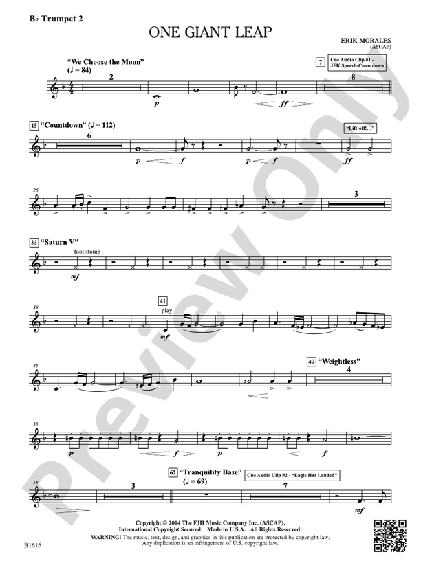 One Giant Leap: B-flat Trumpet 2: B-flat Trumpet 2 Part: Erik Morales - Digital Sheet Music Download