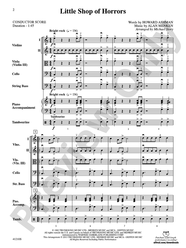 Little Shop of Horrors: String Orchestra Conductor Score & Parts ...