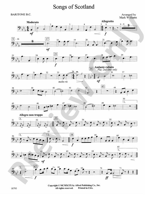 Songs of Scotland: Baritone B.C.: Baritone B.C. Part - Digital Sheet ...
