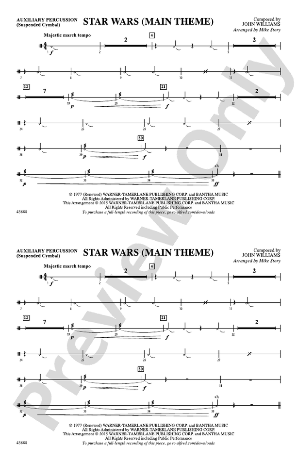 Star Wars (Main Theme): Auxiliary Percussion: Auxiliary Percussion Part ...