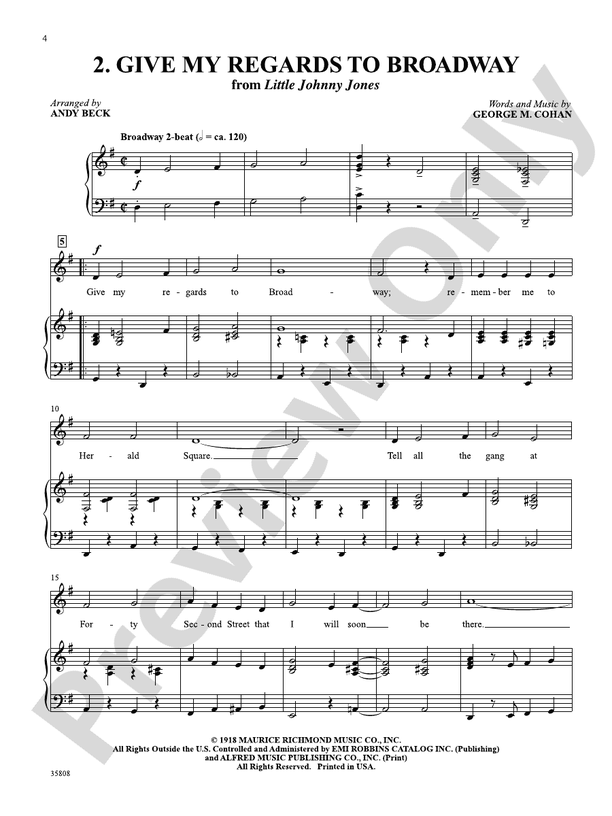 Give My Regards to Broadway (from "Little Johnny Jones") - Piano/Vocal ...