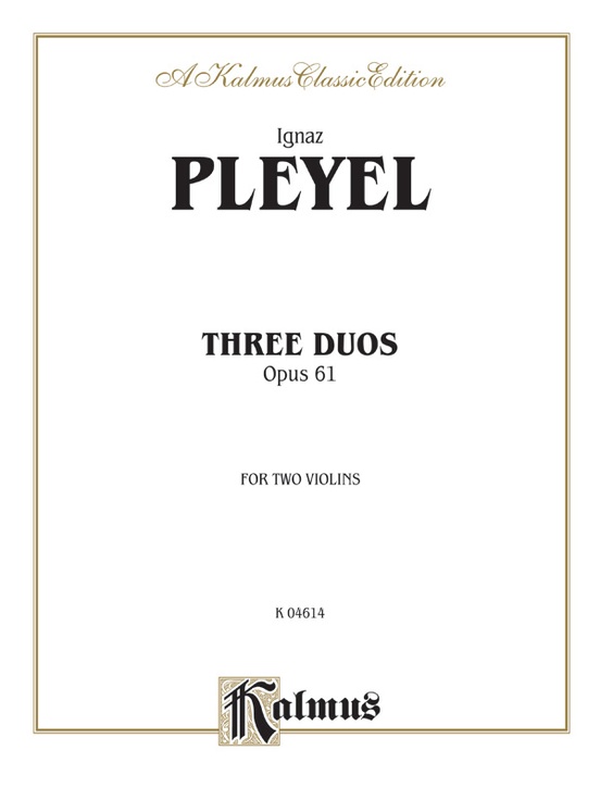 Pleyel: Three Duos, Op. 61: Duo No. 1 (Violin I) Part - Digital Sheet ...