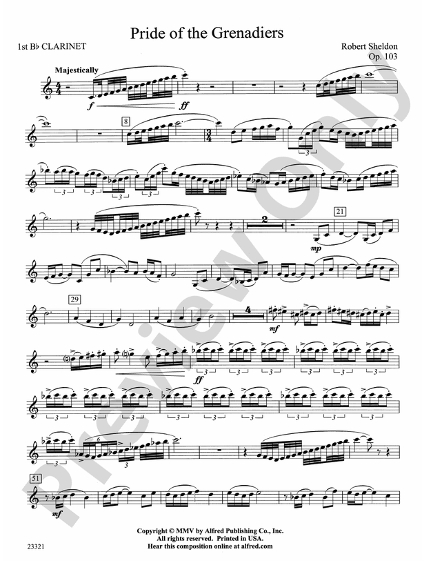 Pride of the Grenadiers: 1st B-flat Clarinet: 1st B-flat Clarinet Part - Digital Sheet Music ...