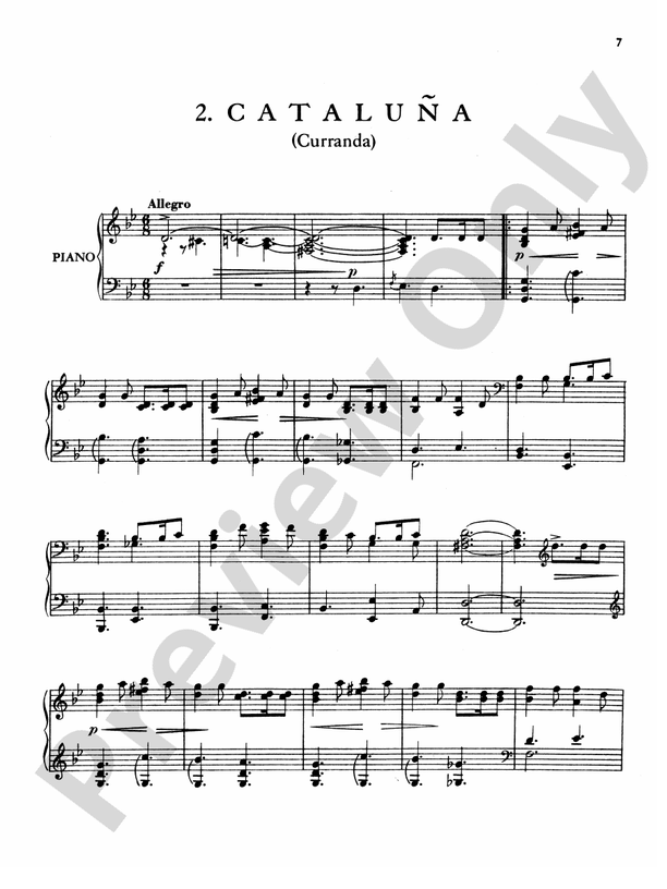 Albéniz: Suite Española: Cataluña Part - Digital Sheet Music Download