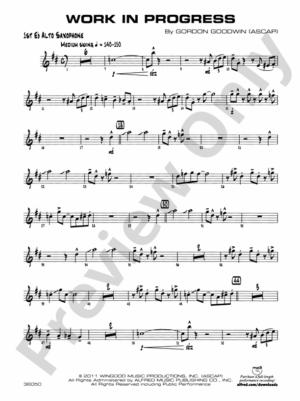 Work in Progress: E-flat Alto Saxophone: E-flat Alto Saxophone Part ...