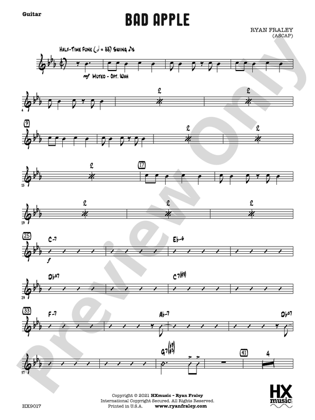 Bad Apple: Guitar: Guitar Part: Ryan Fraley - Digital Sheet Music Download