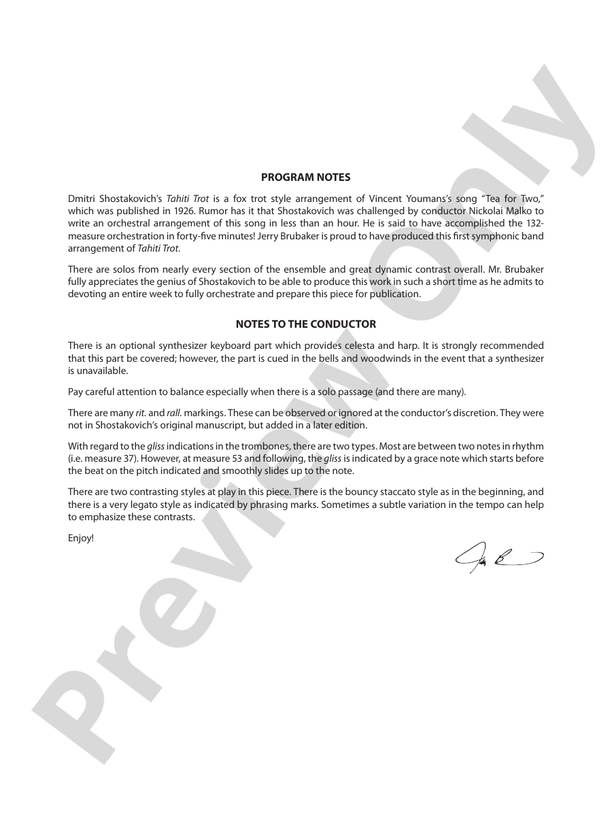 Tahiti Trot: Score: Concert Band Score - Digital Sheet Music Download