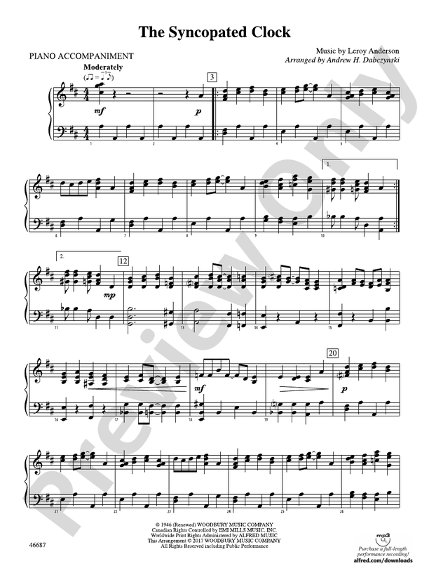 The Syncopated Clock: Piano Accompaniment: Piano Accompaniment Part ...