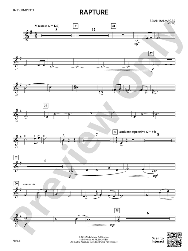 Rapture: 3rd B-flat Trumpet: 3rd B-flat Trumpet Part - Digital Sheet Music Download